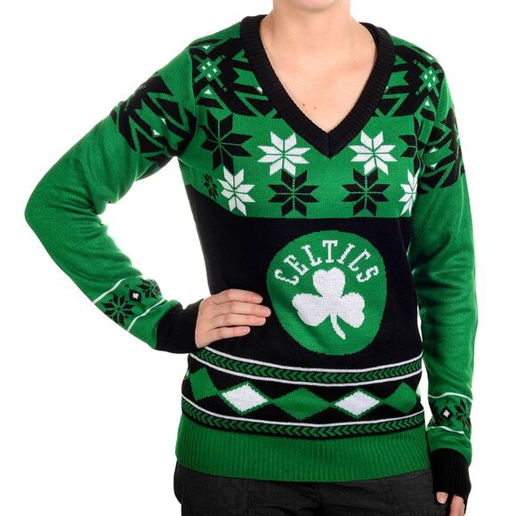 Foco | Sweaters | Boston Celtics Big Logo Womens Vneck Nba Ugly Sweater ...